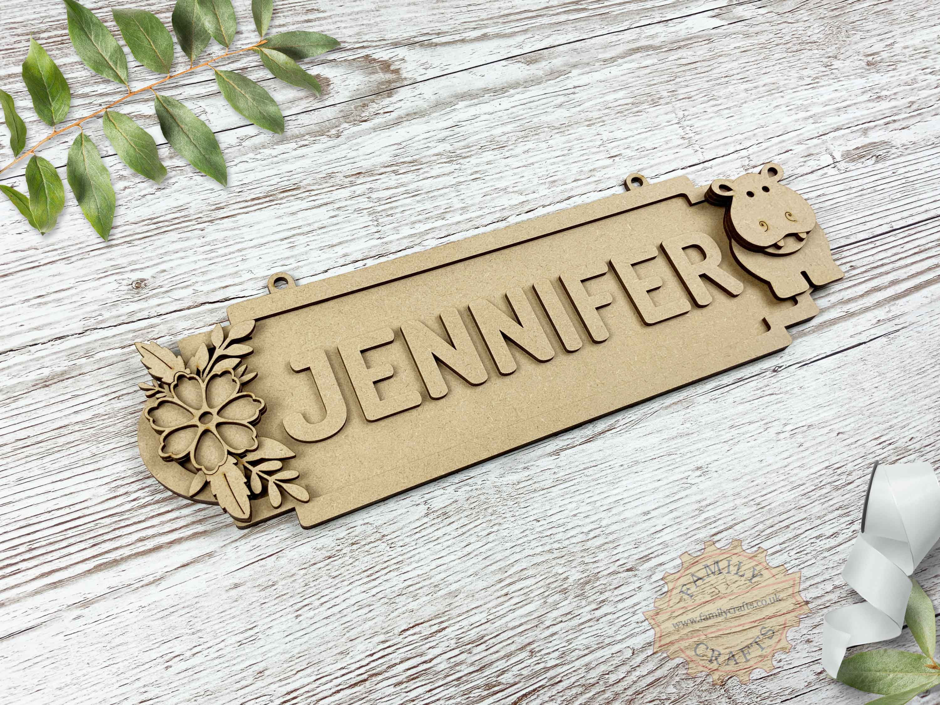 Personalised Hippo Jungle Themed Name Sign - Creating Happy Spaces