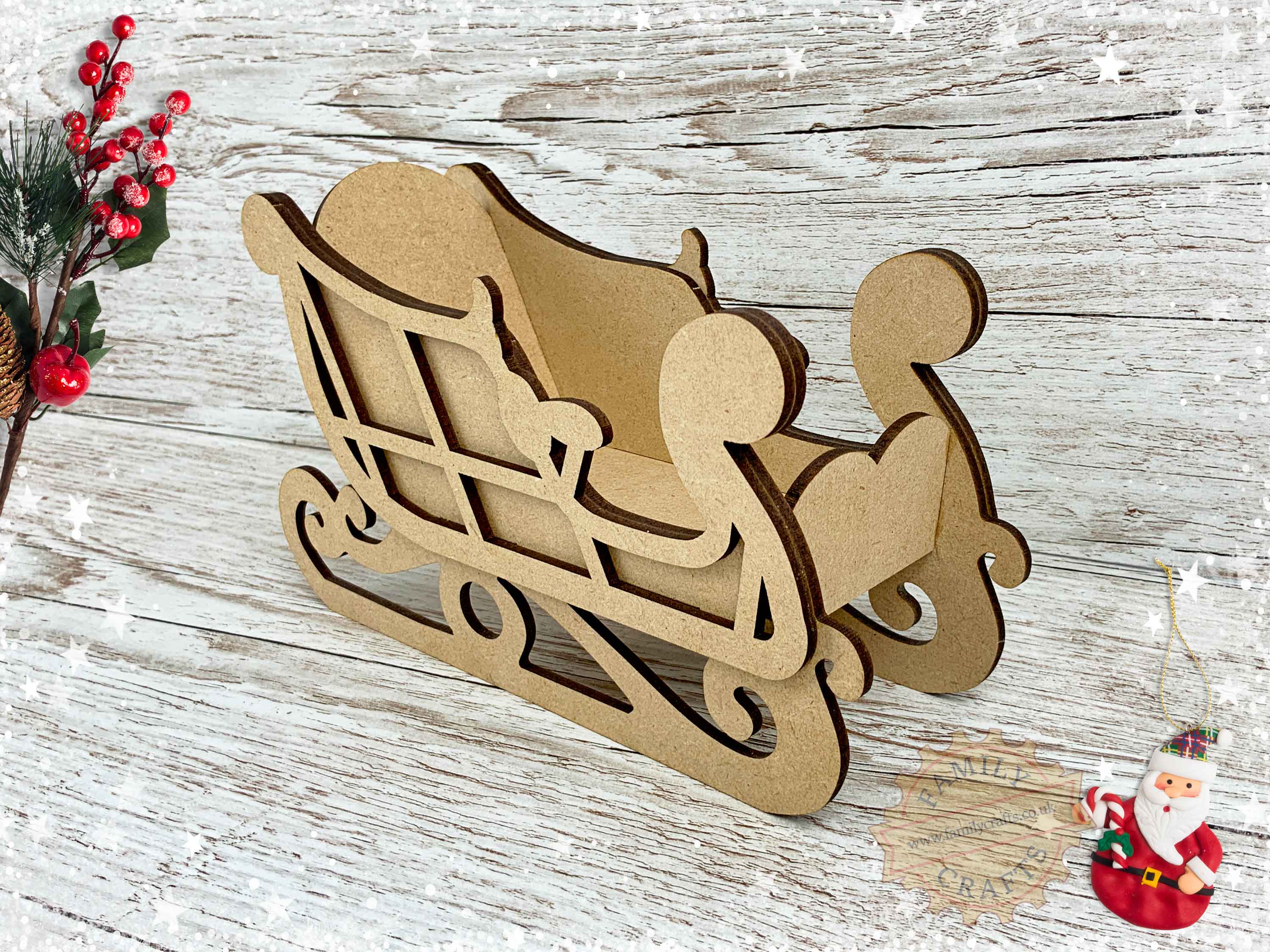 Santa's Wooden Sleigh - Rustic Elegance for Christmas