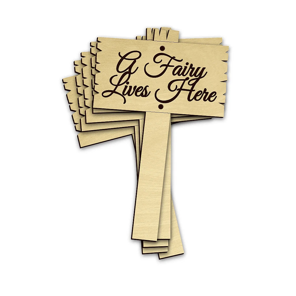 A Fairy Lives Here Garden Sign Post - Transform Your Fairy Garden