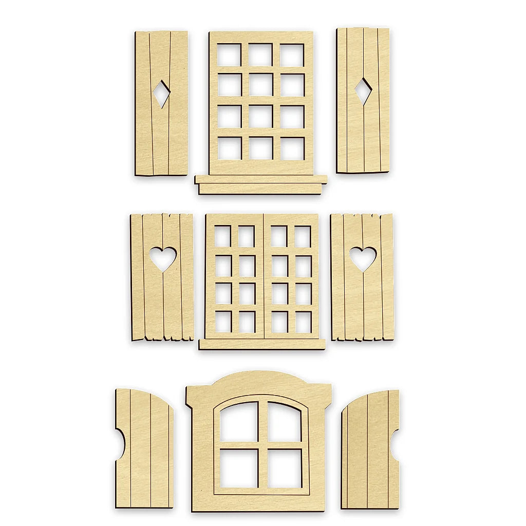 Fairy Door Windows with Shutters - Delightful Addition for Doll Houses