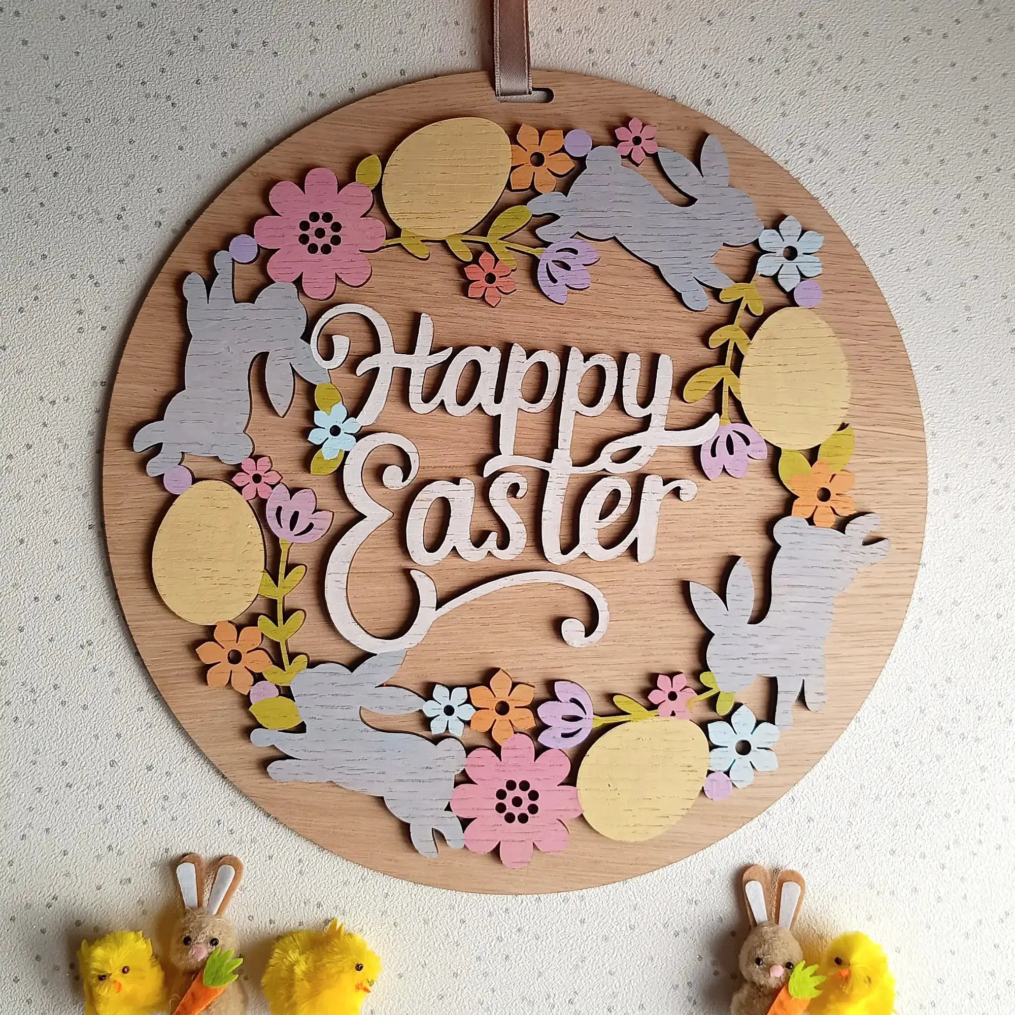 Happy Easter Wall Art - Unique Hand Painted Seasonal Decorations