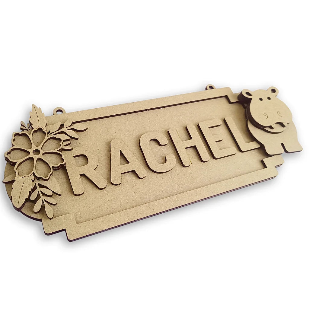 Personalised Hippo Jungle Themed Name Sign - Creating Happy Spaces
