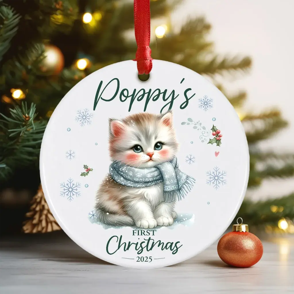 Baby's First Christmas Cat Bauble - Cherished Festive Baby Keepsakes