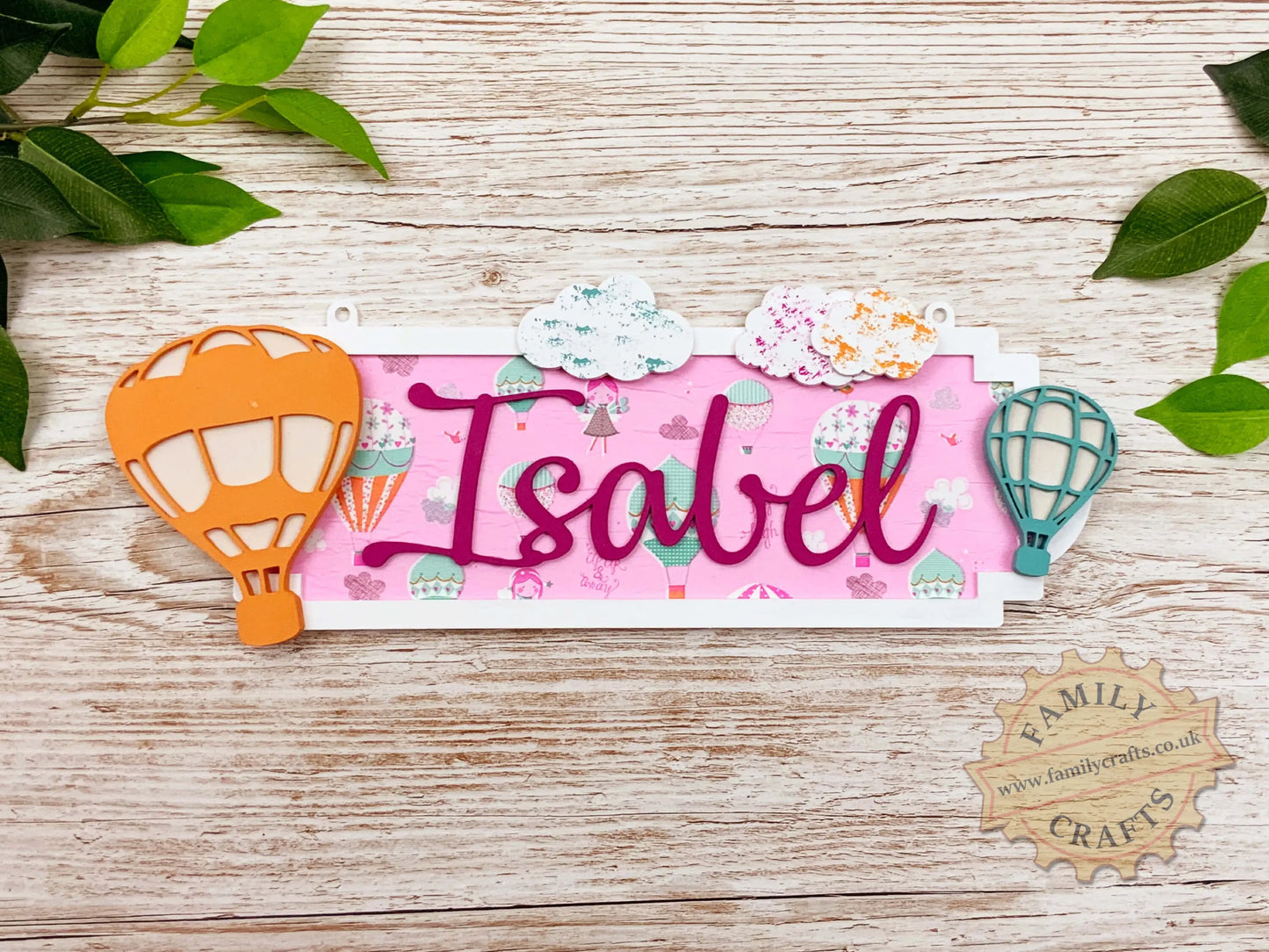 Hand Painted Hot Air Balloon Name Sign - For a Little Adventurer