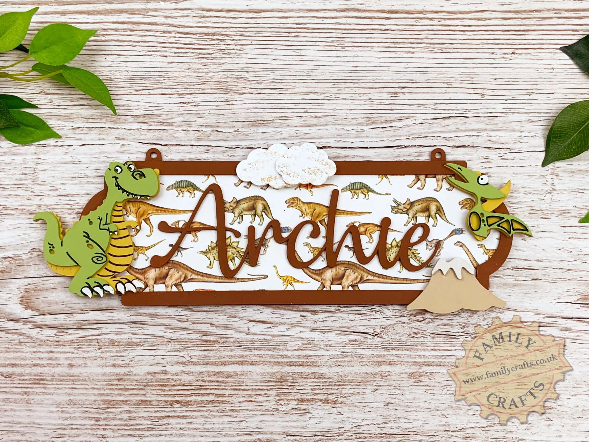 Hand Painted Dinosaur Themed Name Sign - Boy’s Custom Name Sign
