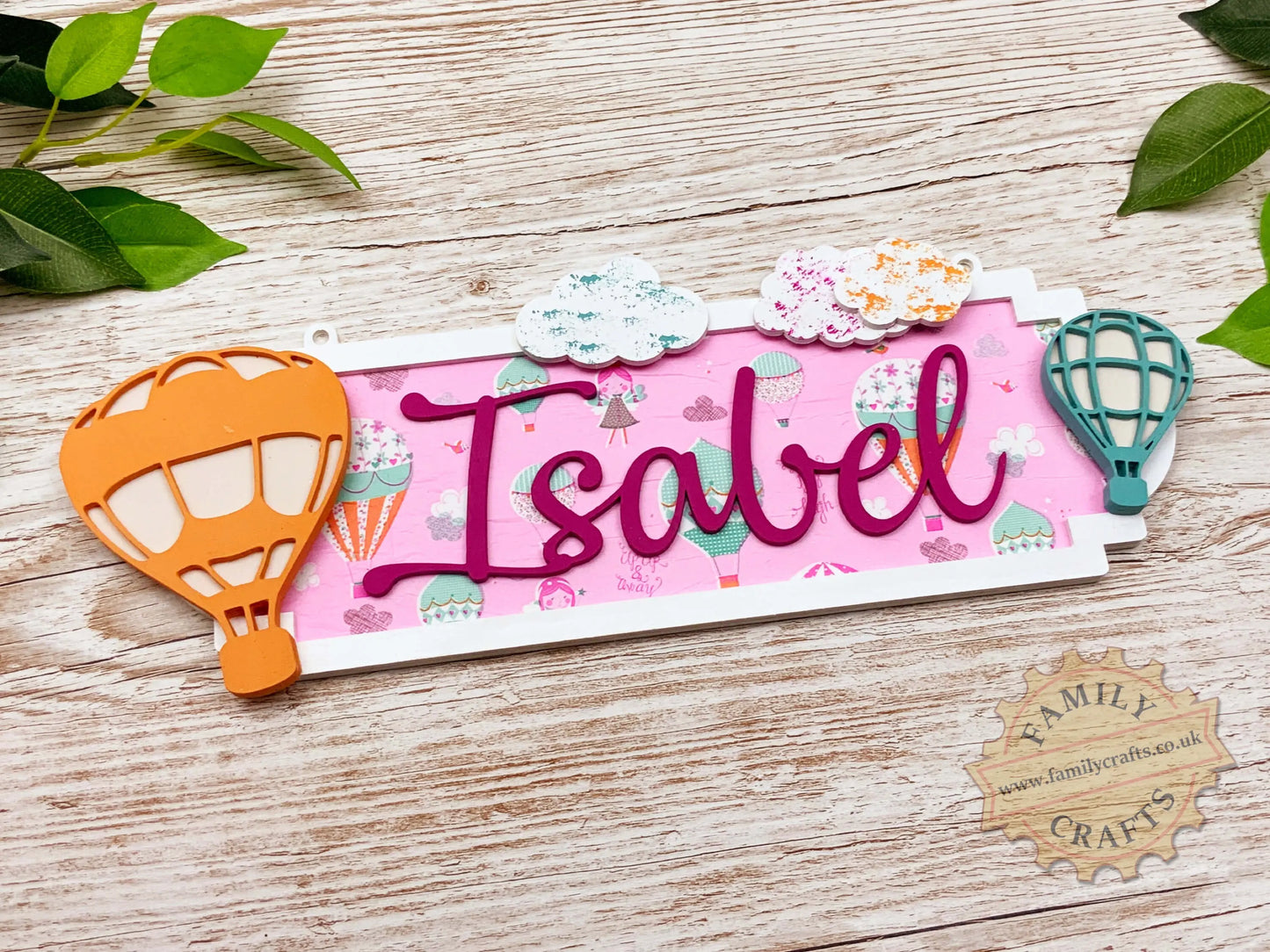 Hand Painted Hot Air Balloon Name Sign - For a Little Adventurer
