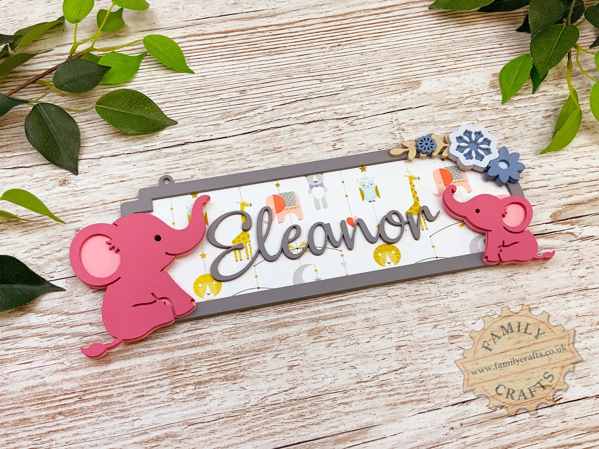 Hand Painted Elephant Name Sign - Charming Décor with a Playful Touch