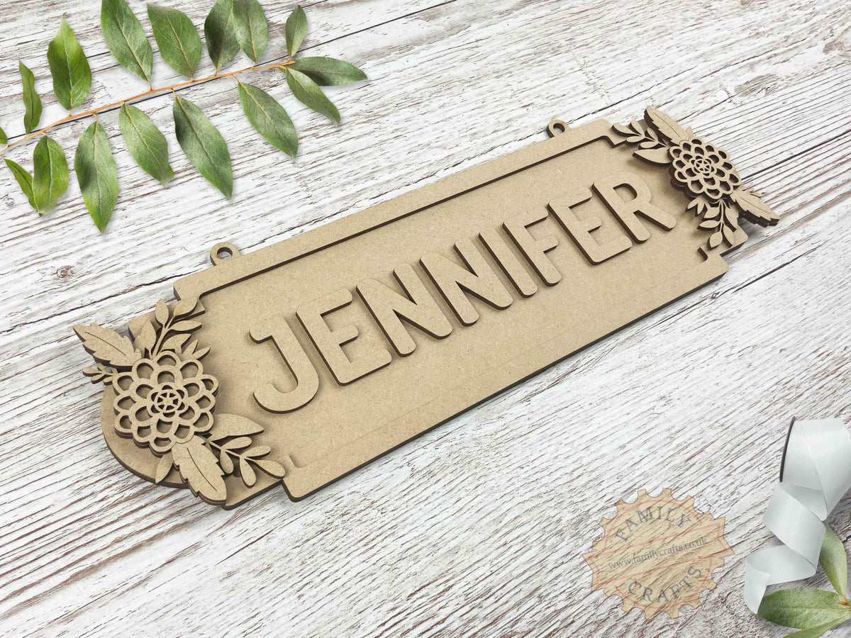 Personalised Dahlia Floral Themed Name Sign - Floral Elegance