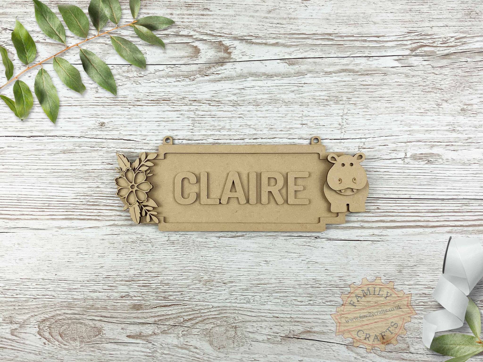 Personalised Hippo Jungle Themed Name Sign - Creating Happy Spaces