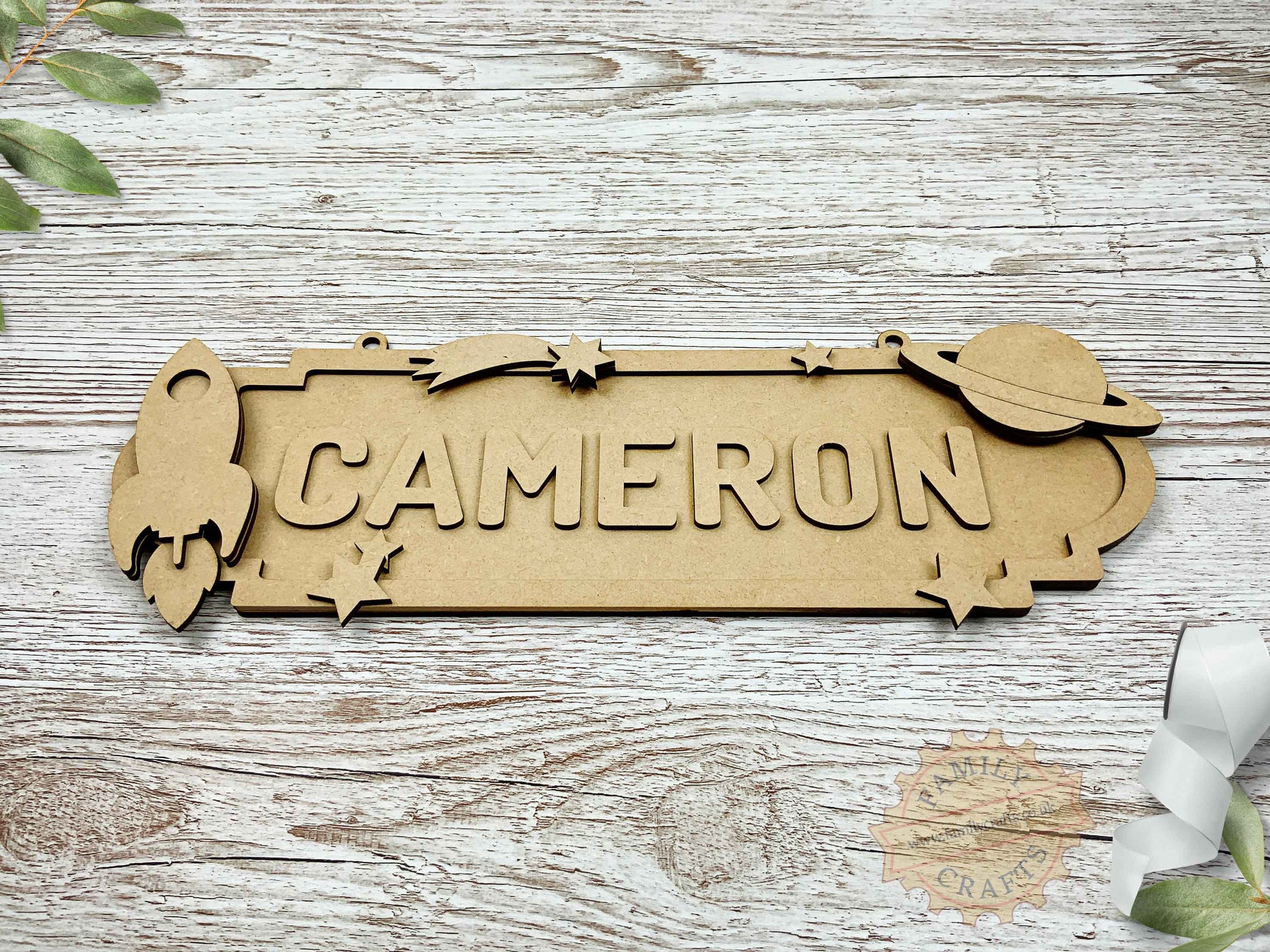 Personalised Space Themed Name Sign - Galactic Bedroom Decor