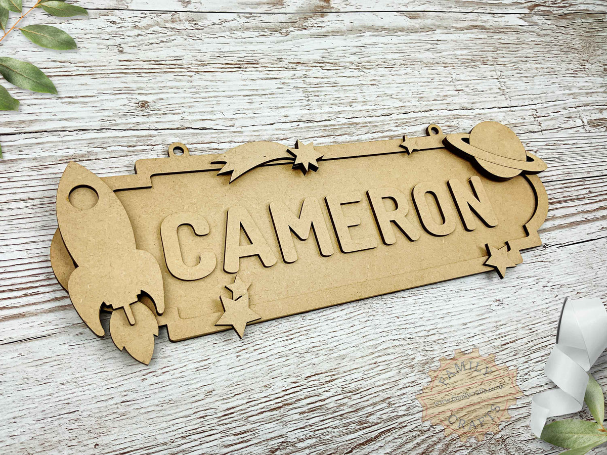 Personalised Space Themed Name Sign - Galactic Bedroom Decor