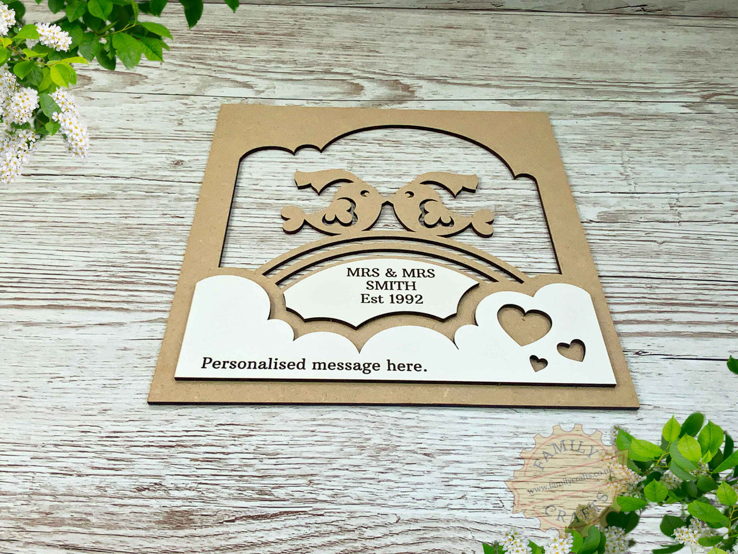 Personalised Love Birds Box Frame Insert - Cherished Moments Captured